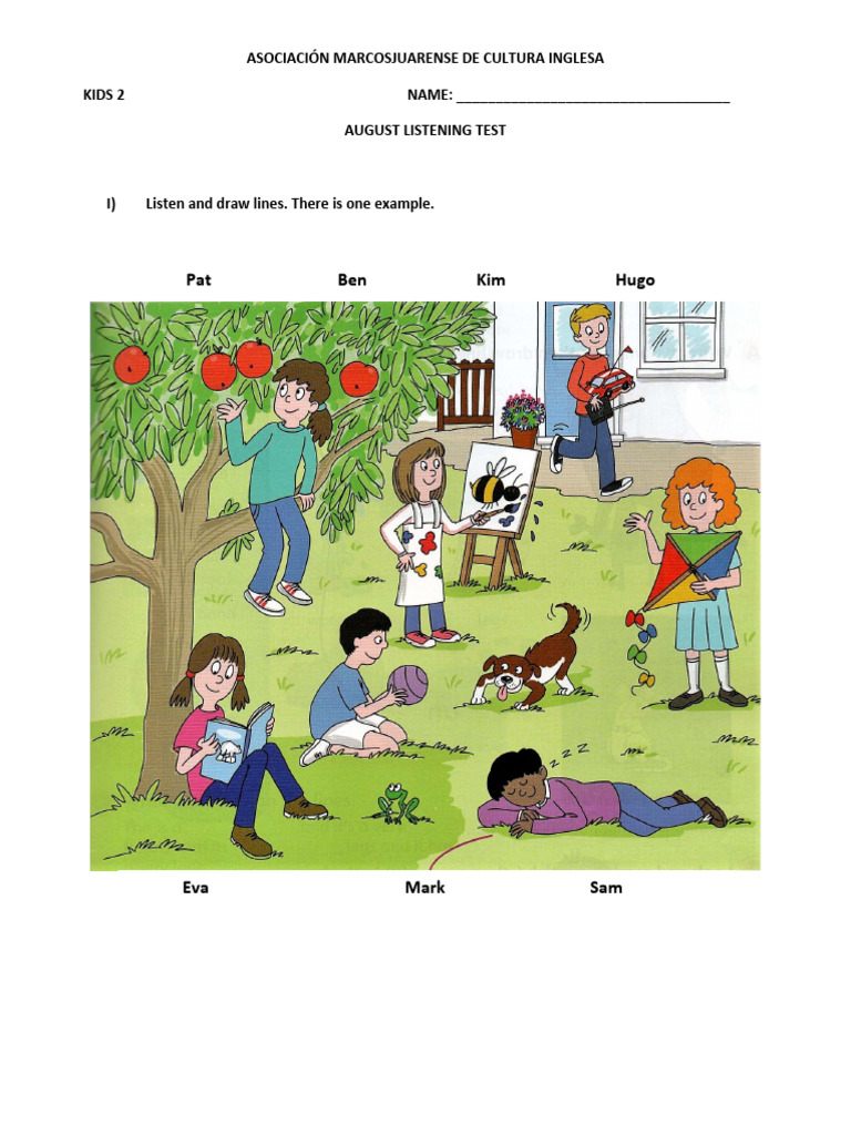 Kids 2 August Listening Test 2024 | PDF