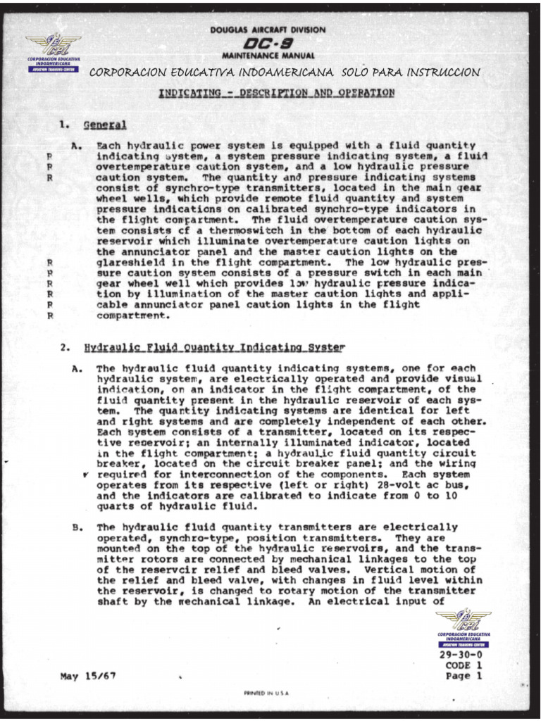 Ata 29-30-0 Indicating - Description and Operation | PDF