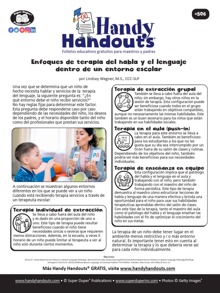 Enfoques de Terapia Del Habla y El Lenguaje Dentro de Un Entorno ...