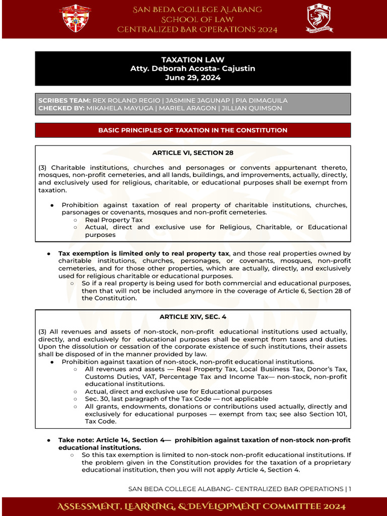 SBCA Lec 2024 Tax | PDF
