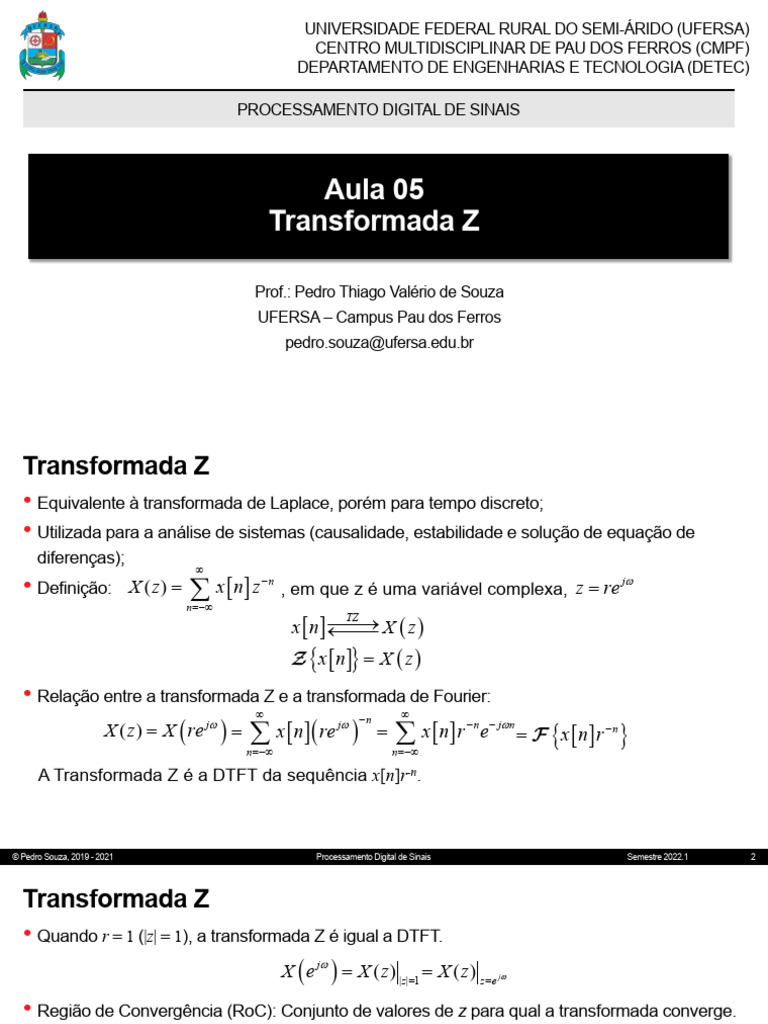 Aula 05 - Transformada Z | PDF