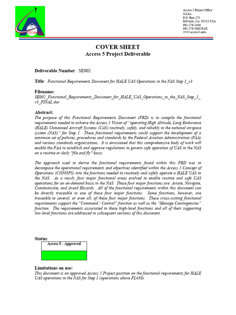 Cover Sheet: Access 5 Project Deliverable | PDF