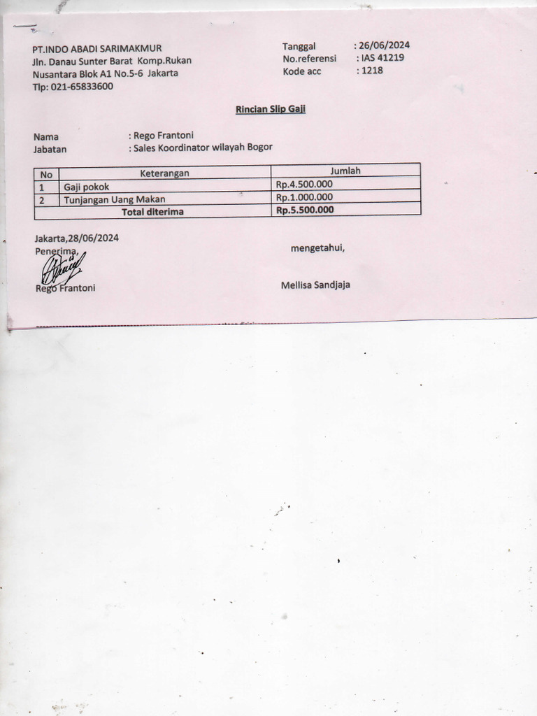 Slip Gaji Juni | PDF