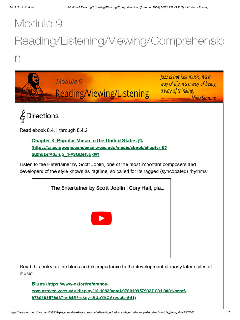 Module 9 Reading - Listening - Viewing - Comprehension - (Summer 2024 ...