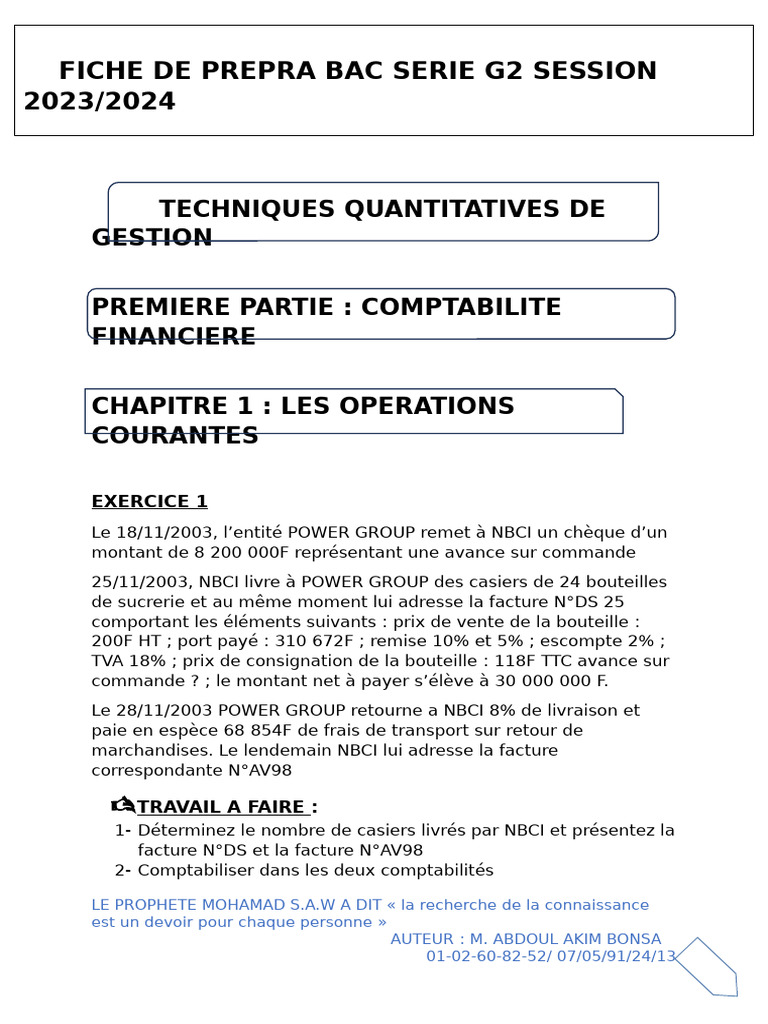 Prepa Bac g2 | PDF