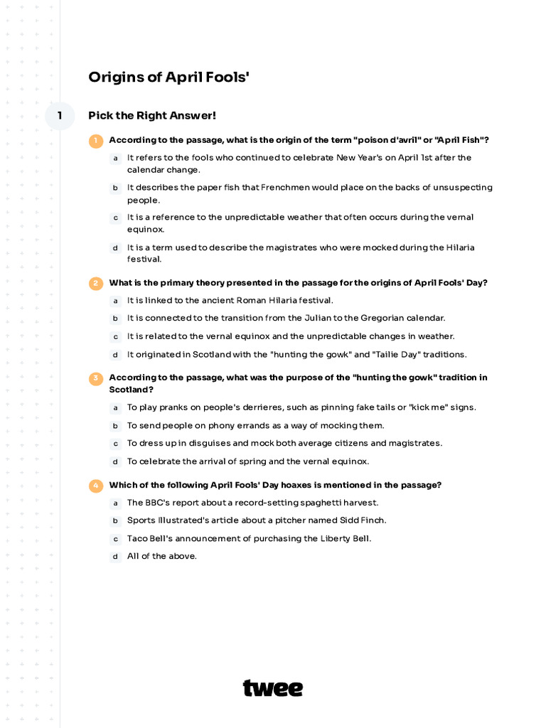 Twee - Origins of April Fools' | PDF