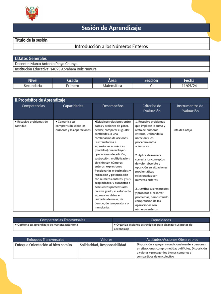 Introducción A Los Números Enteros | PDF