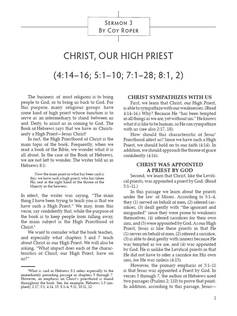 Christ, Our High Priest | PDF | Priest | Jesus