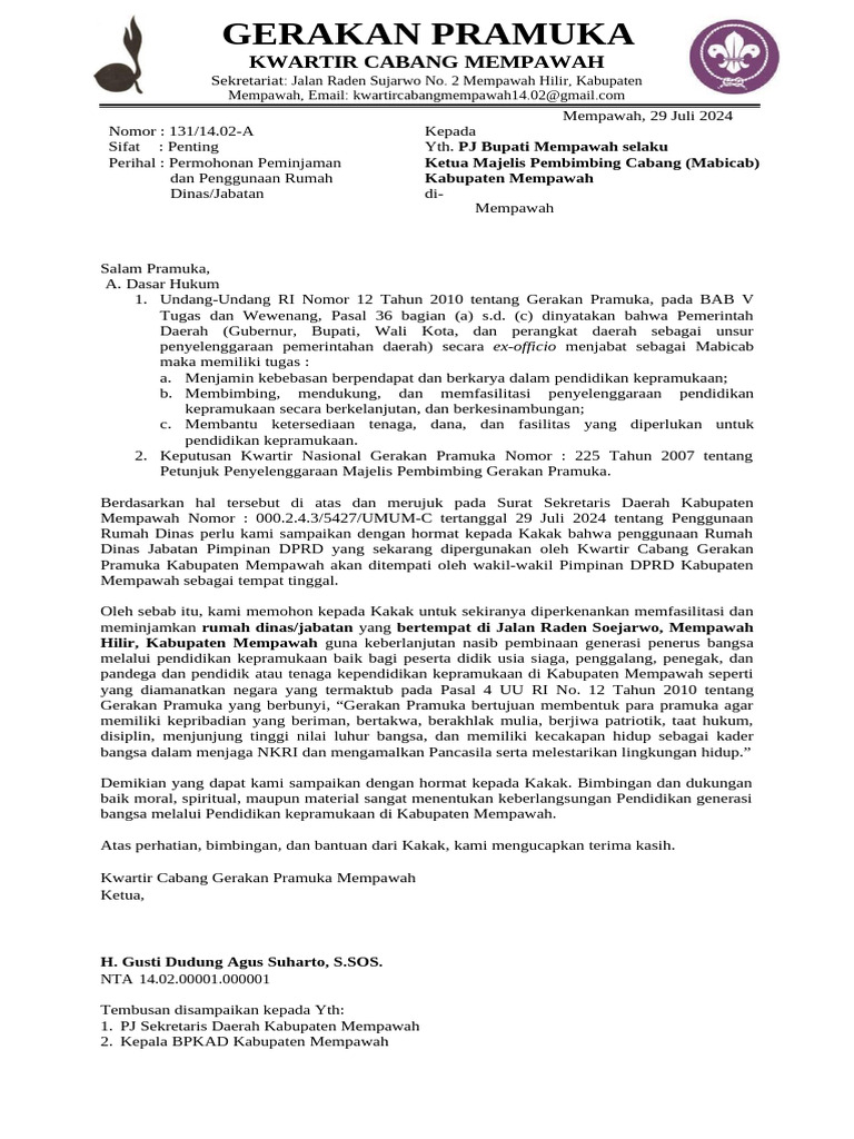 Surat Permohonan Peminjaman Rumah Dinas - Jabatan Untuk Sekretariat ... Surat Permohonan Peminjaman Rumah Dinas - Jabatan Untuk Sekretariat ...