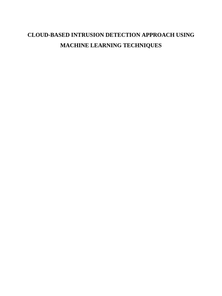 Cloud-Based Intrusion Detection Approach Using Machine Learning ...