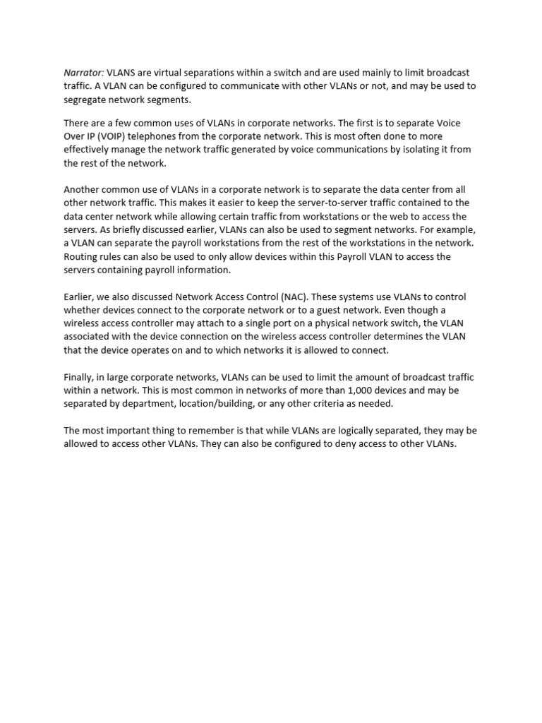 VLAN Segmentation | PDF