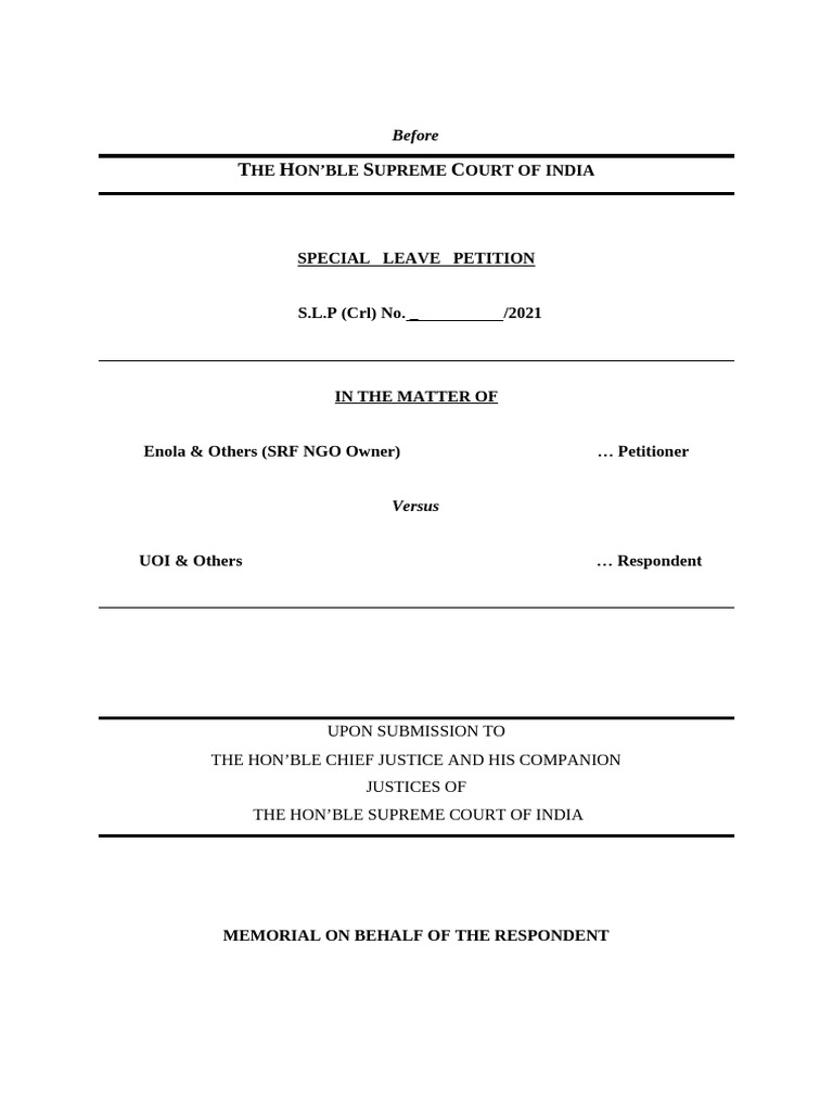 Respondent Memorial | PDF