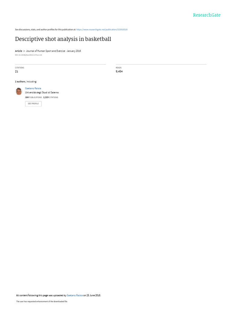 Descriptive Shot Analysis in Basketball | PDF