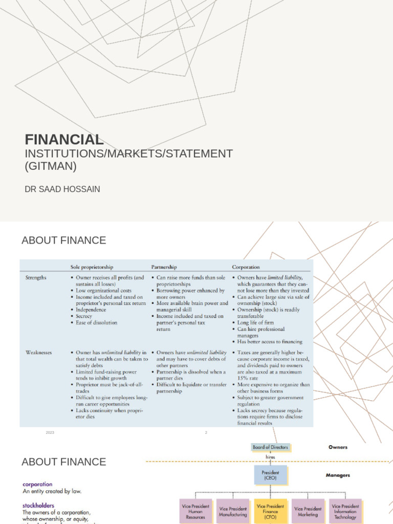 Class 1 (Financial MKT - STMNT) | PDF