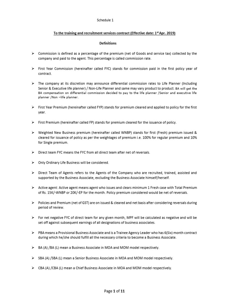 BA Comp Schedule Effective Date 01st April 2019 | PDF