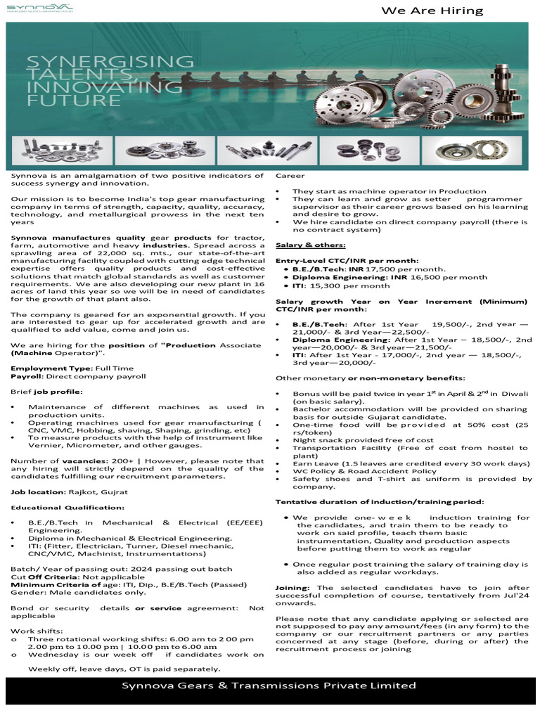 Synnova Gears & Transmissions 2024 Batch | PDF
