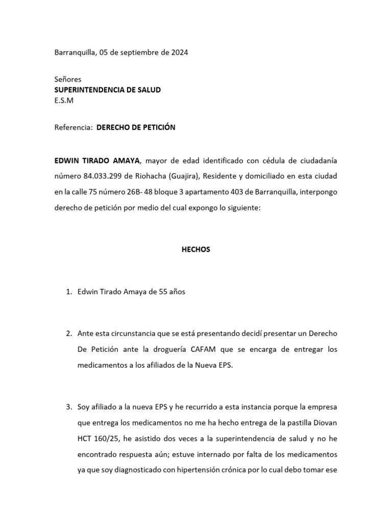 Derecho de Peticipon Edwin Tirado | PDF