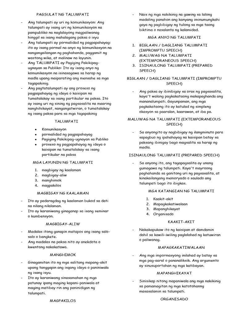 Pagsulat NG Talumpati XX | PDF