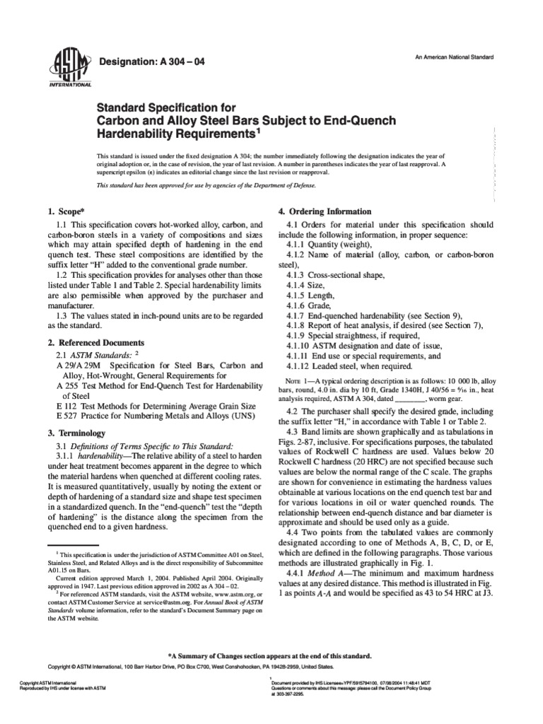 Astm A304 | PDF | Heat Treating | Materials