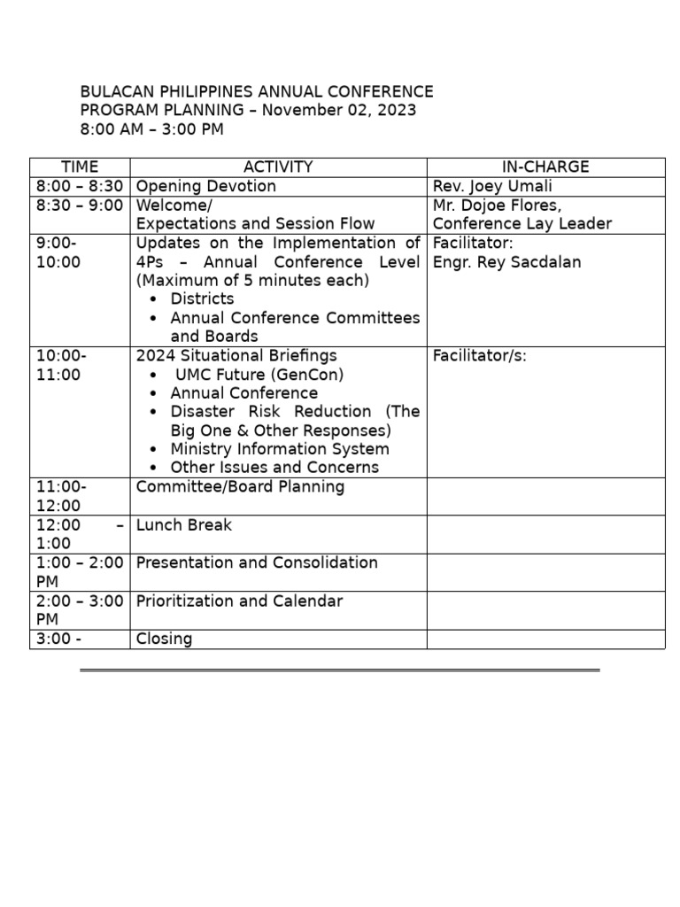 Bulpac Planning 2023 November | PDF