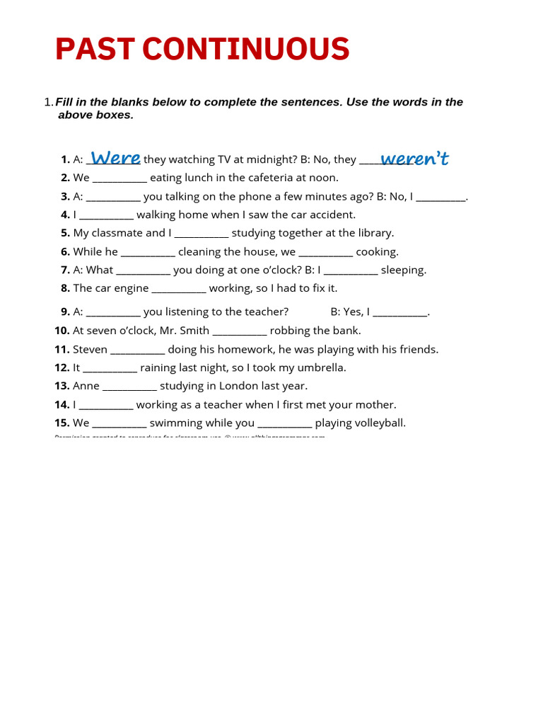 Past Continuous | PDF