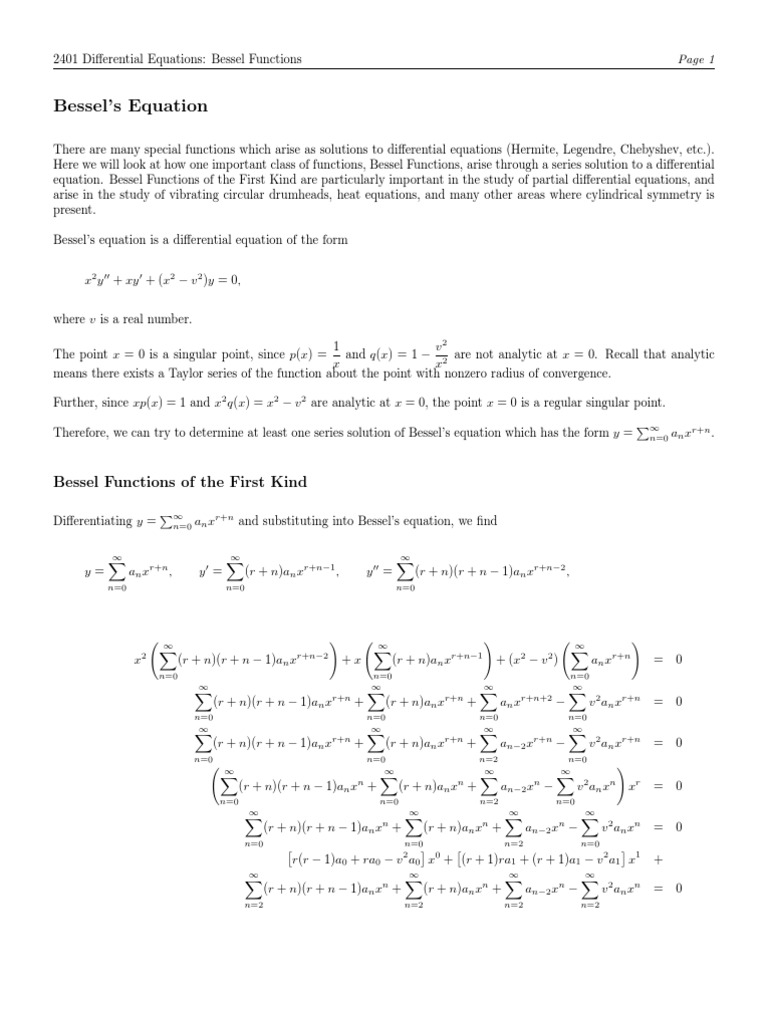 Bessel's Equation: Bessel Functions of The First Kind | PDF | Mathematical Concepts ...