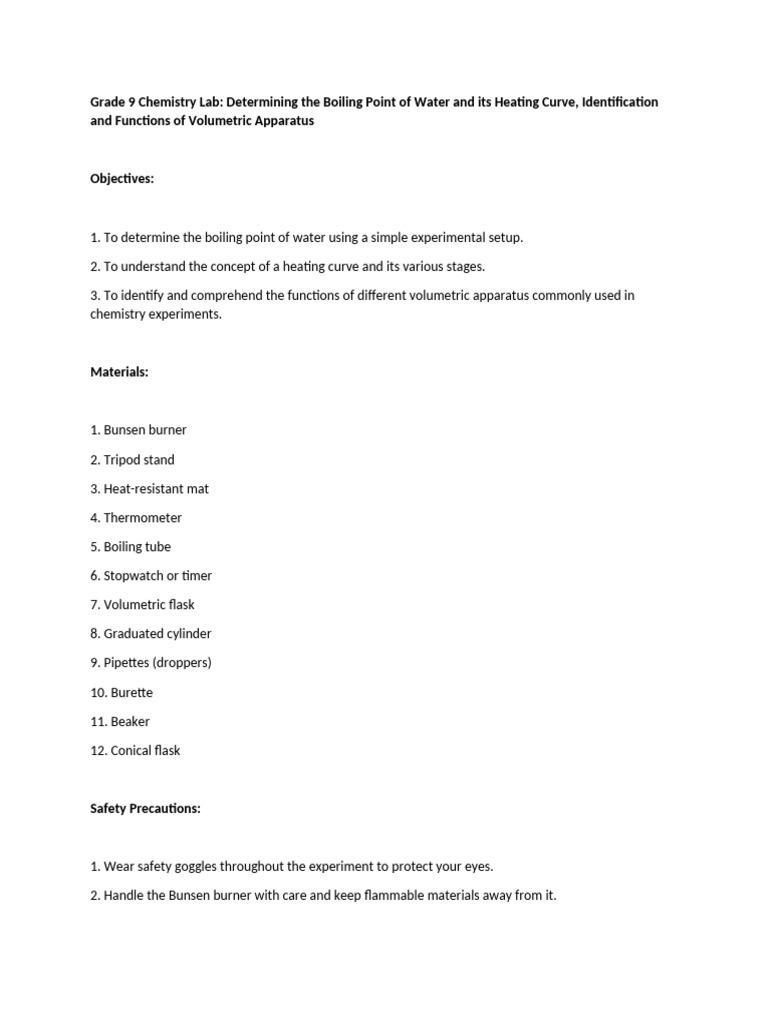 Grade 9 Chemistry Lab | PDF