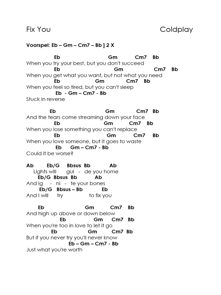 Fix You - Coldplay | PDF