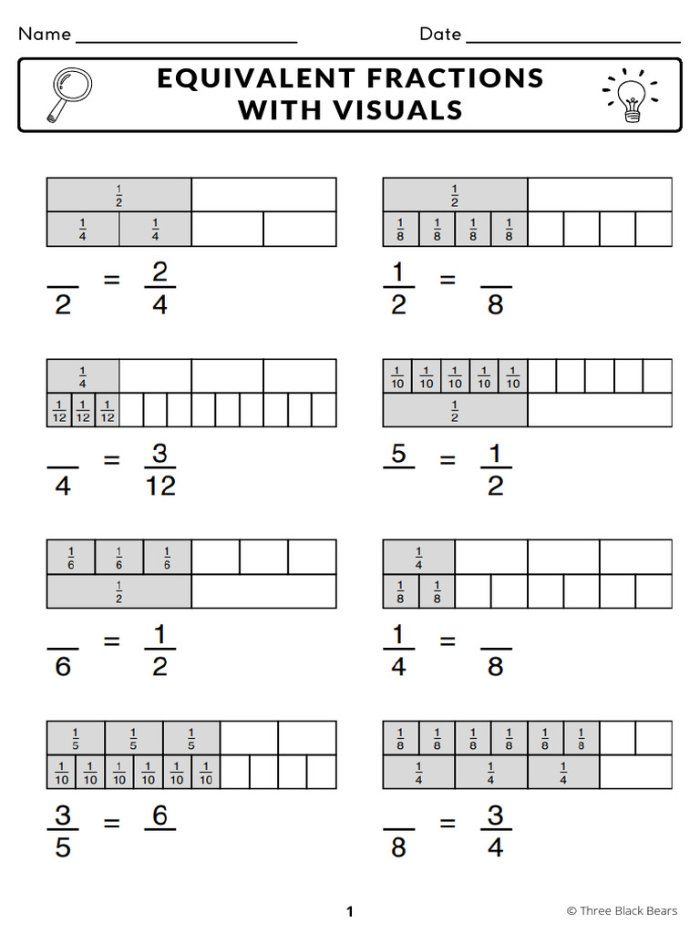 EN - Equivalent Fractions With Visuals | PDF