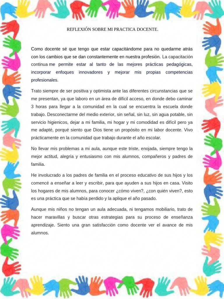 Reflexión Sobre Mi Practica Docente | PDF