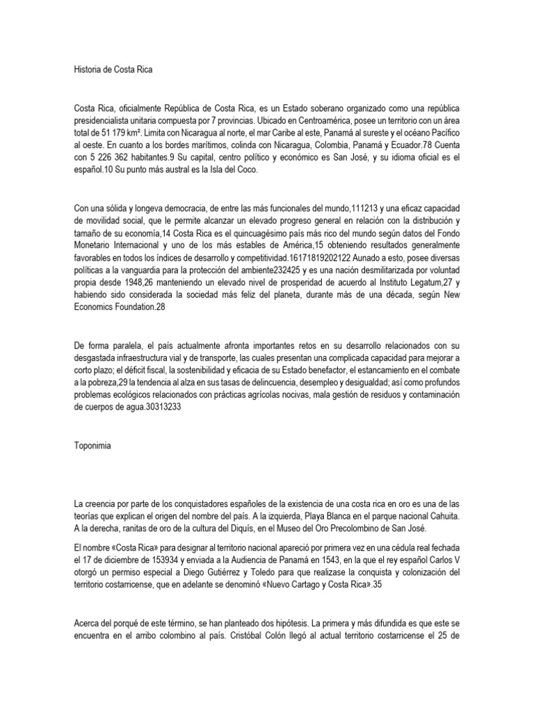 Historia y Retos de Costa Rica | PDF | Costa Rica | Ciencias sociales