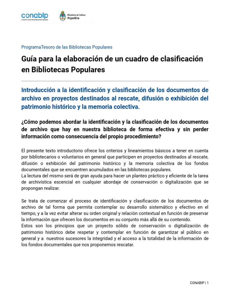 Guia Elaboracion Cuadro Clasificacion en Bibliotecas | PDF