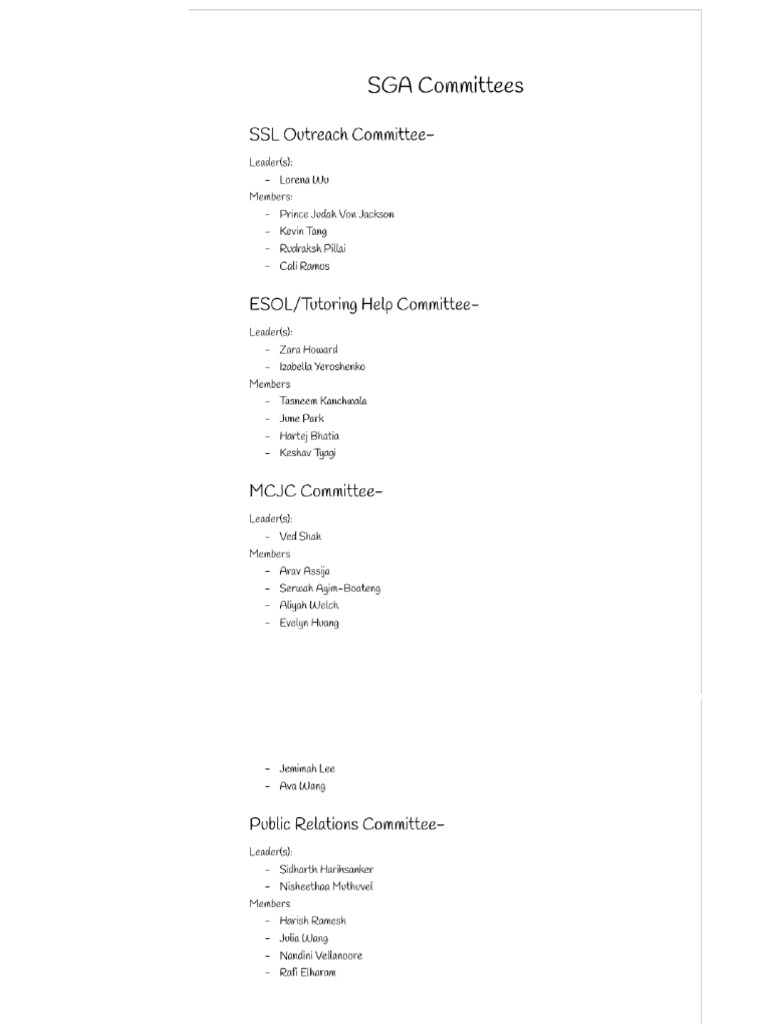 SGA Committee Info | PDF