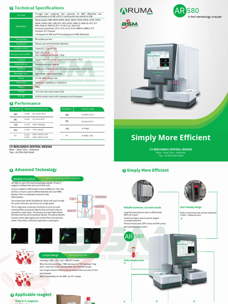 Brochure Hematology 5diff Aruma AR-580 | PDF | Optics | Technology & Engineering