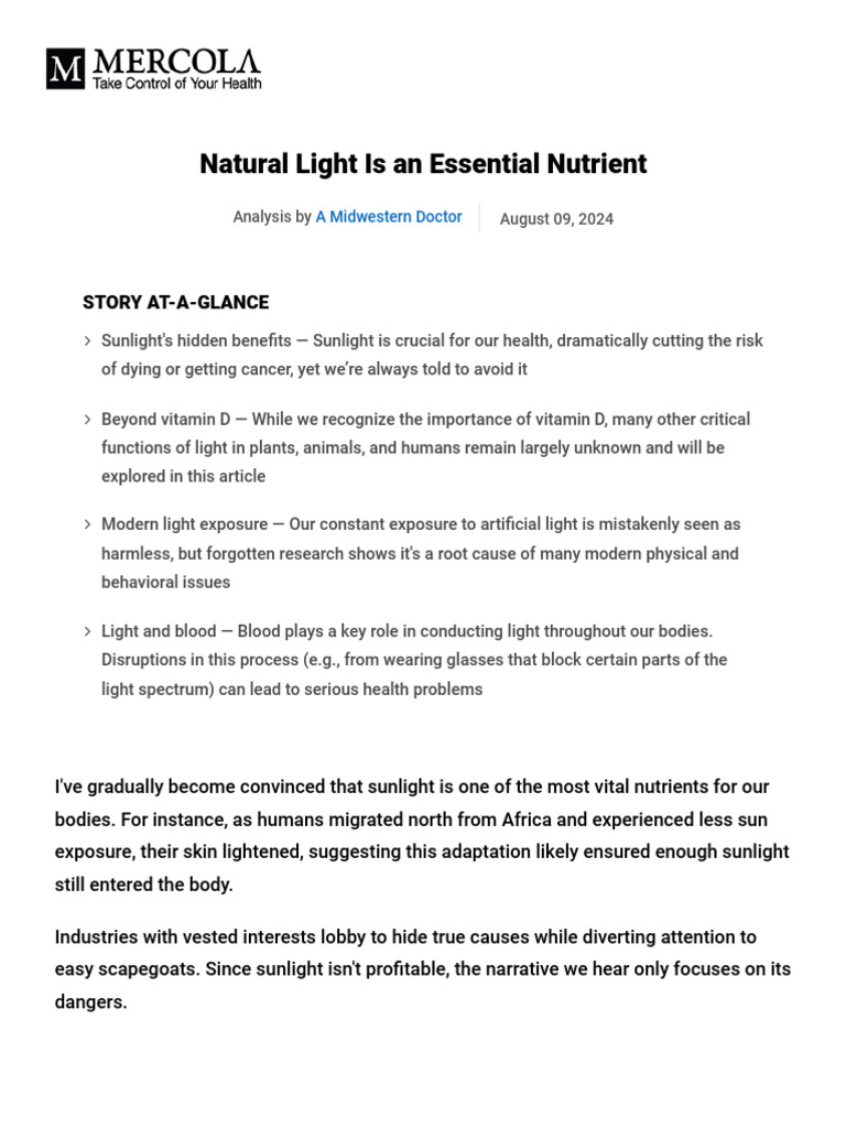 Natural Light Health Benefits PDF | PDF