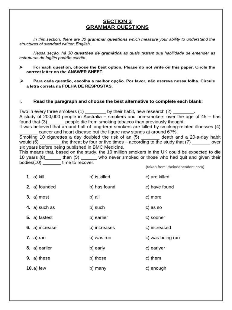 1 - Grammar - Two in Every Three Smokers - OK | PDF