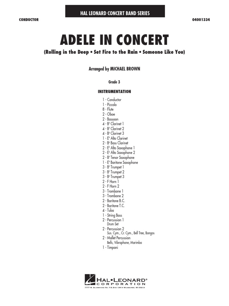 Adele in Concert - Arr. Michael Brown | PDF