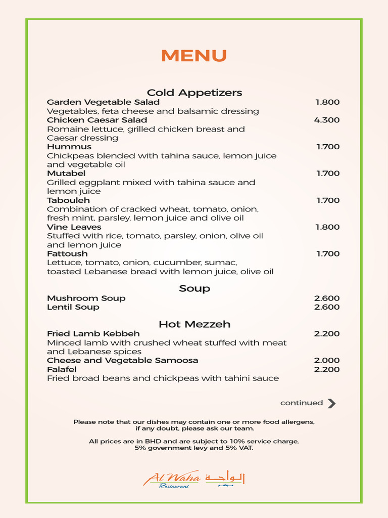 Al Waha Menu_0 | PDF