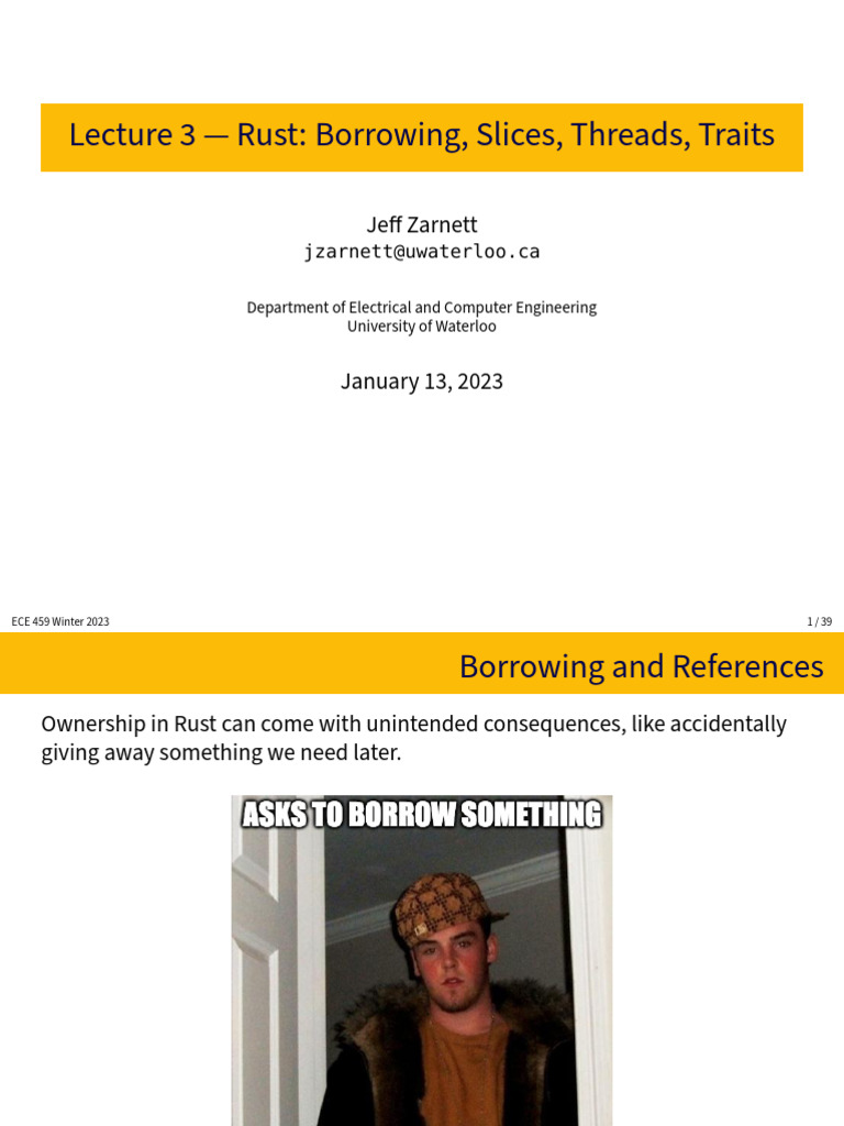 L03-slides-Rust Borrowing Slices Threads Traits | PDF