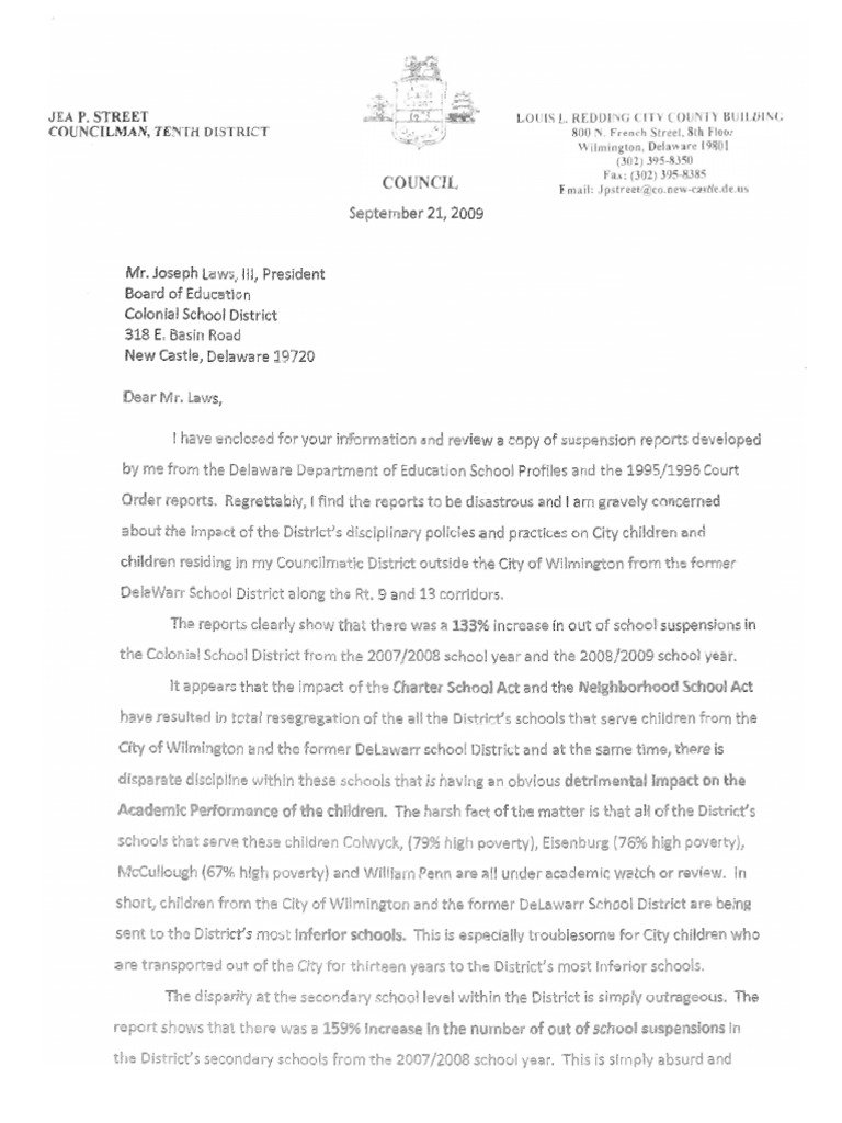 Jea Street Addresses Impact of Colonial School District Discipline ...