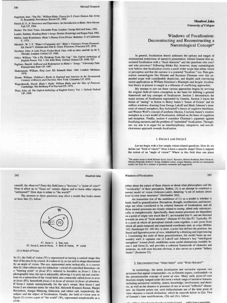 Jahn, Manfred - Windows of Focalization | PDF | Narration | Narrative