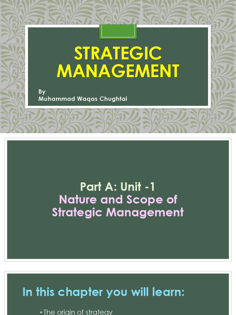 Chapter One (Nature and Scope of Strategic Management - CMA) | PDF ...