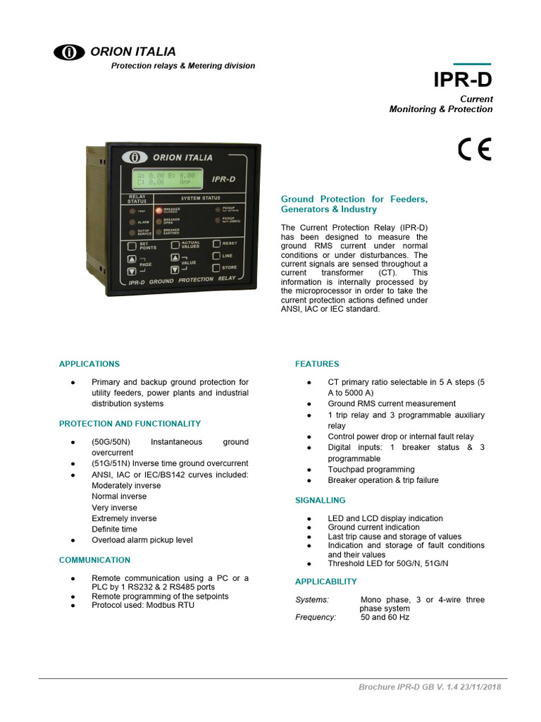 IPR-D Brochure GB | PDF | Relay | Alternating Current