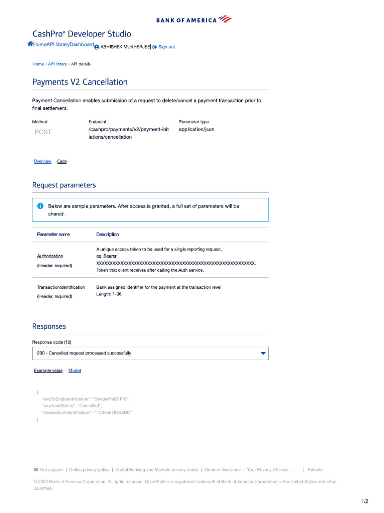 boa - api payment cancellation | PDF
