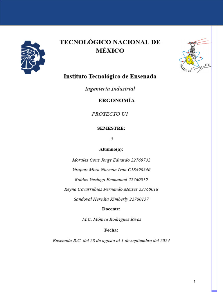Proyecto U1 Ergonomia | PDF
