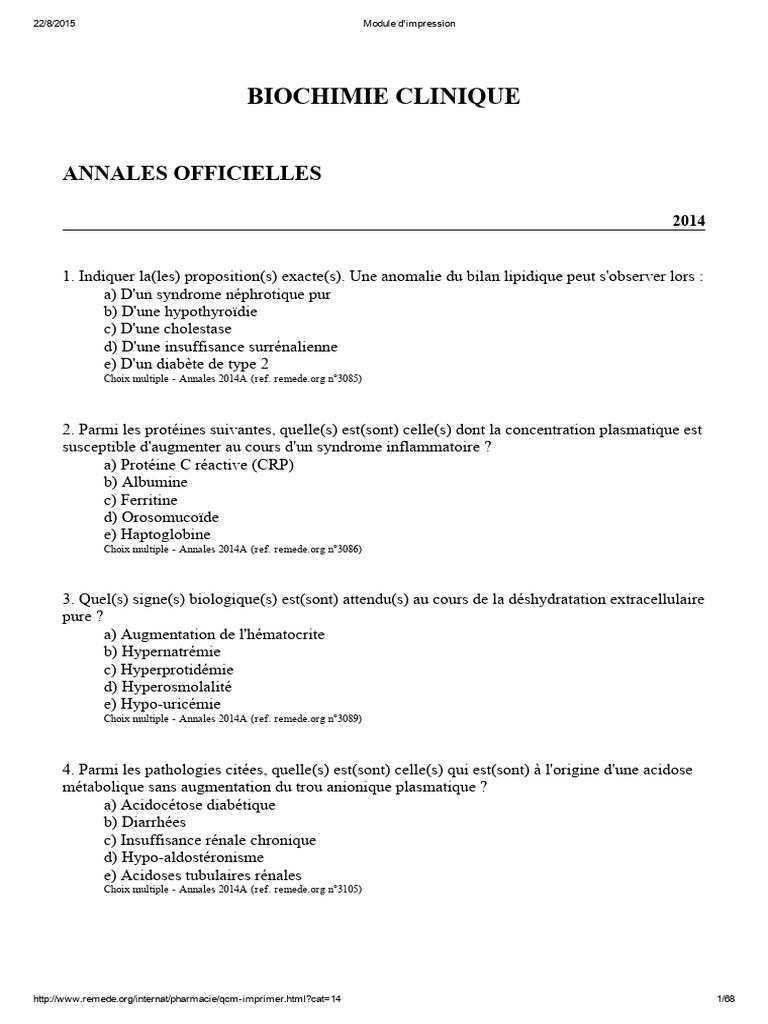 Biochimie Clinique | PDF