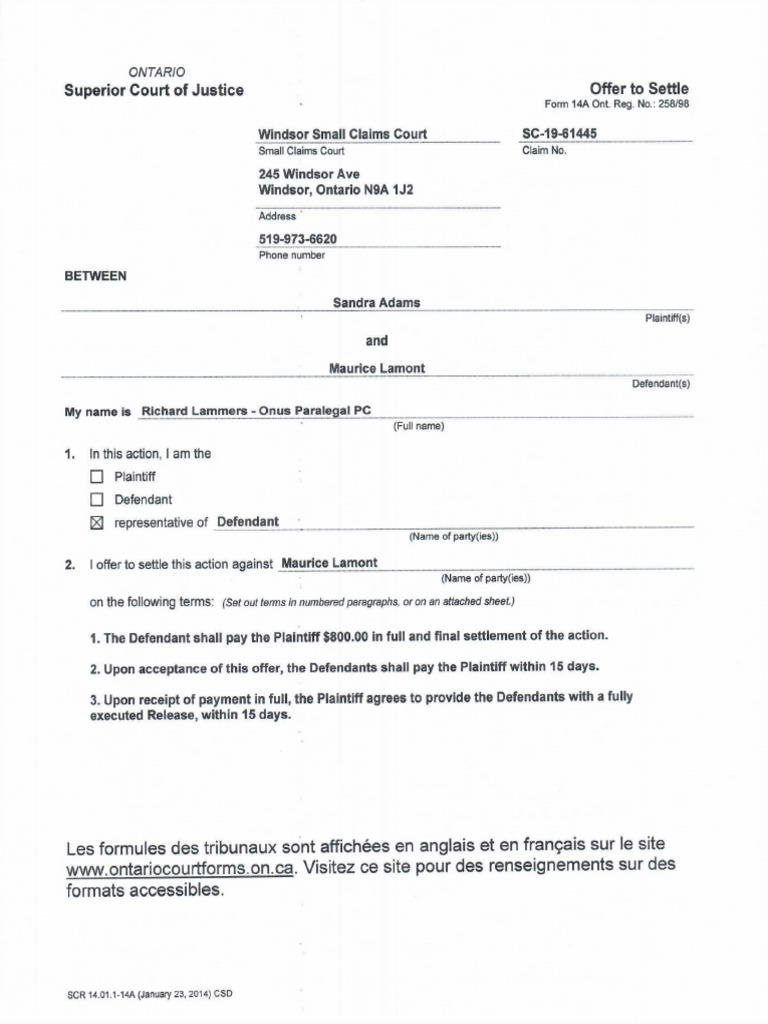 TAB-15 Offer To Settle | PDF