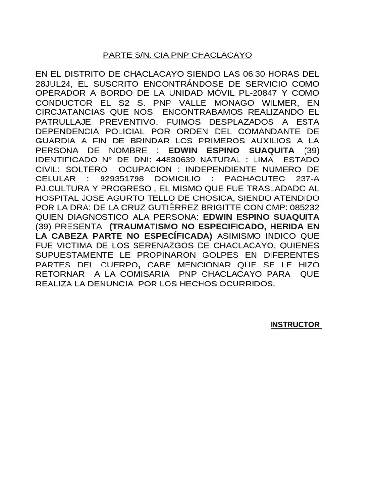 Parte Policial | PDF