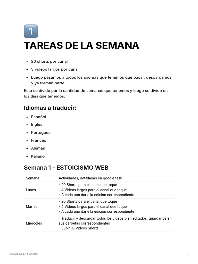 1- Tareas de la semana | PDF