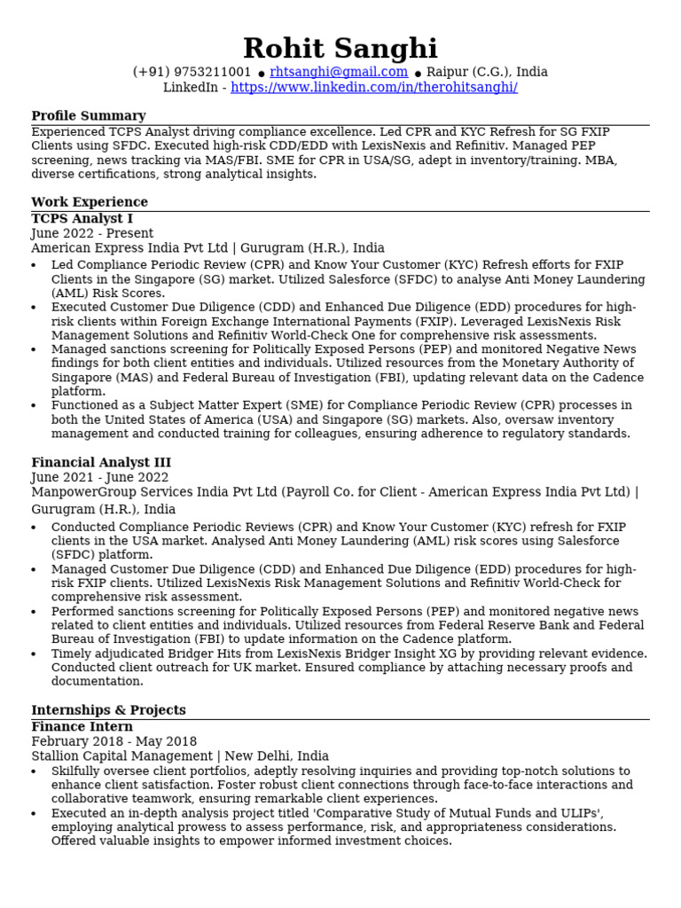 Rohit Sanghi_Resume | PDF